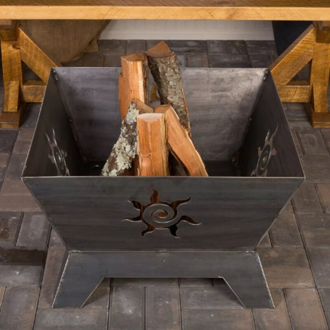 Square Sun Design Fire Wood Burning Outdoor Firepit Custom Morden ...