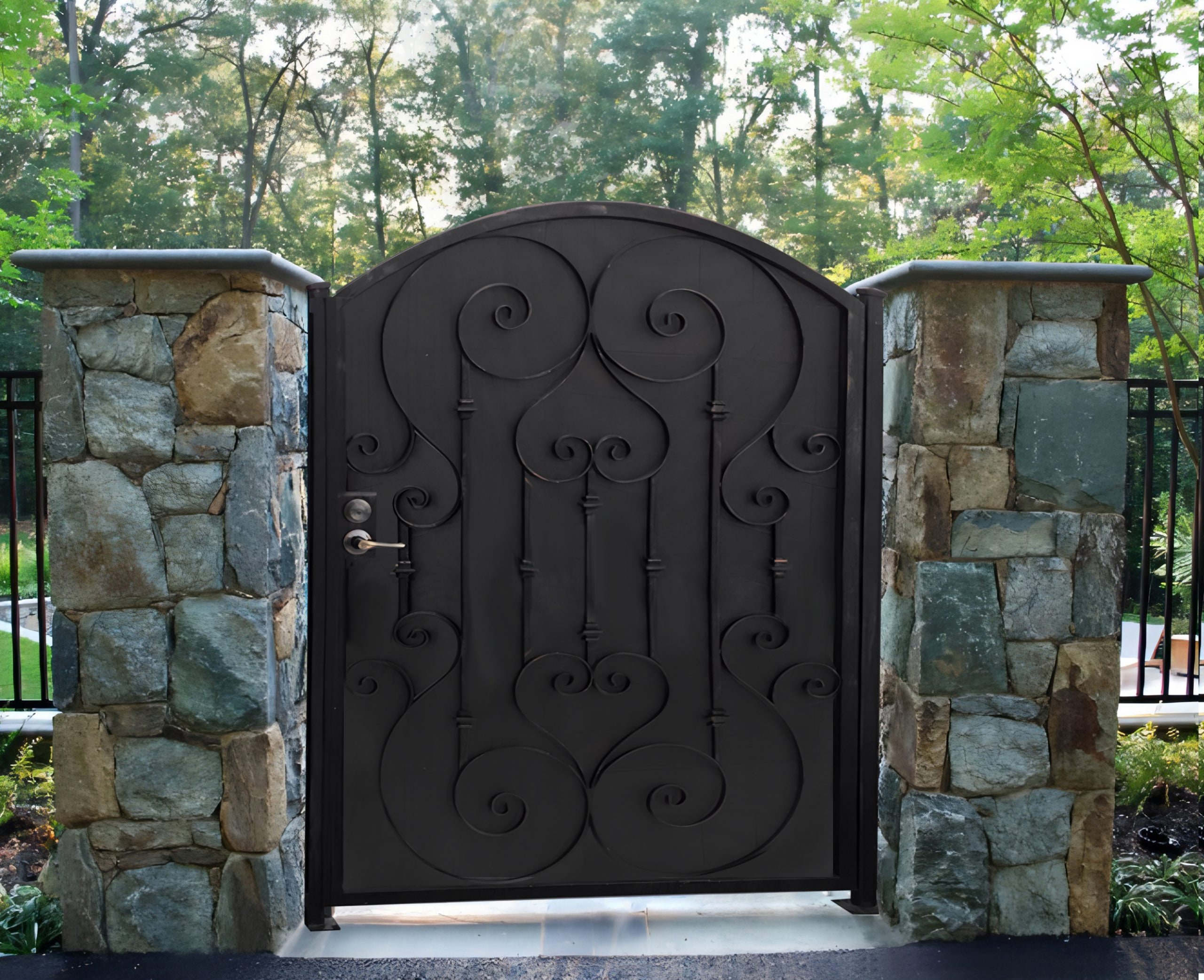 Vintage Block Metal Spiral Design Gate Custom Fabrication Metal Side ...