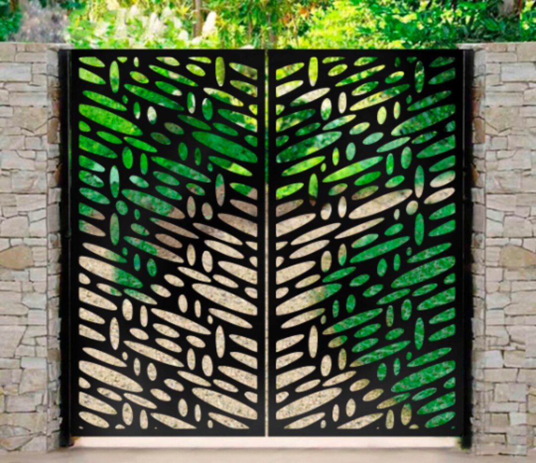 Modern Laser Cut Leaf Design Metal Garden Gate | Custom Fabrication ...