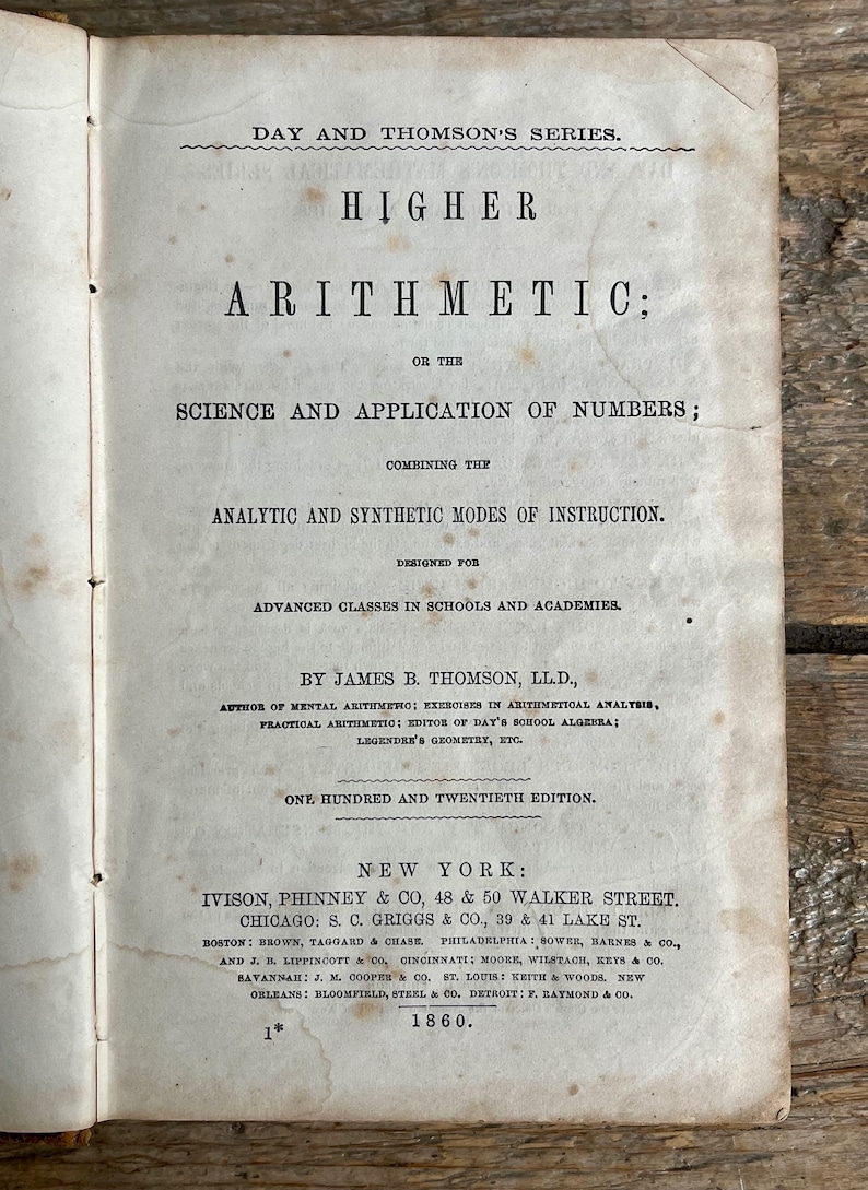 Scarce Antique (1860) School Book, Used During Civil War! "higher ...