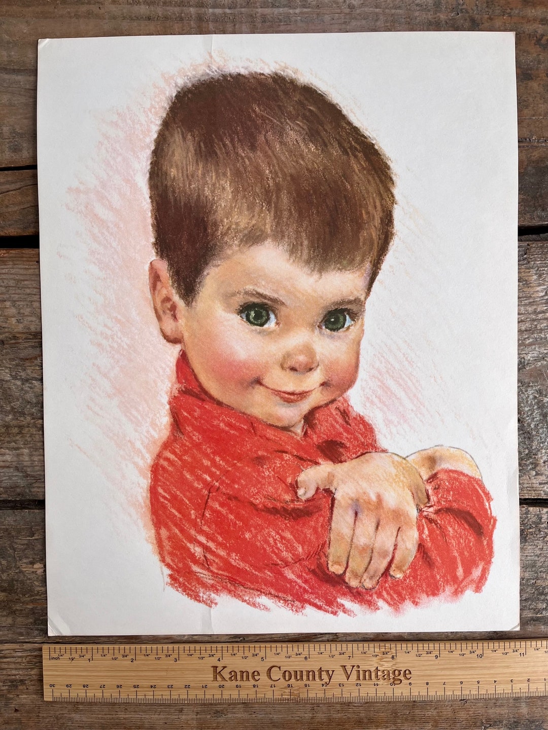 Very Sweet Frameable Vintage 1960 Pastel Print "all-american Boys ...