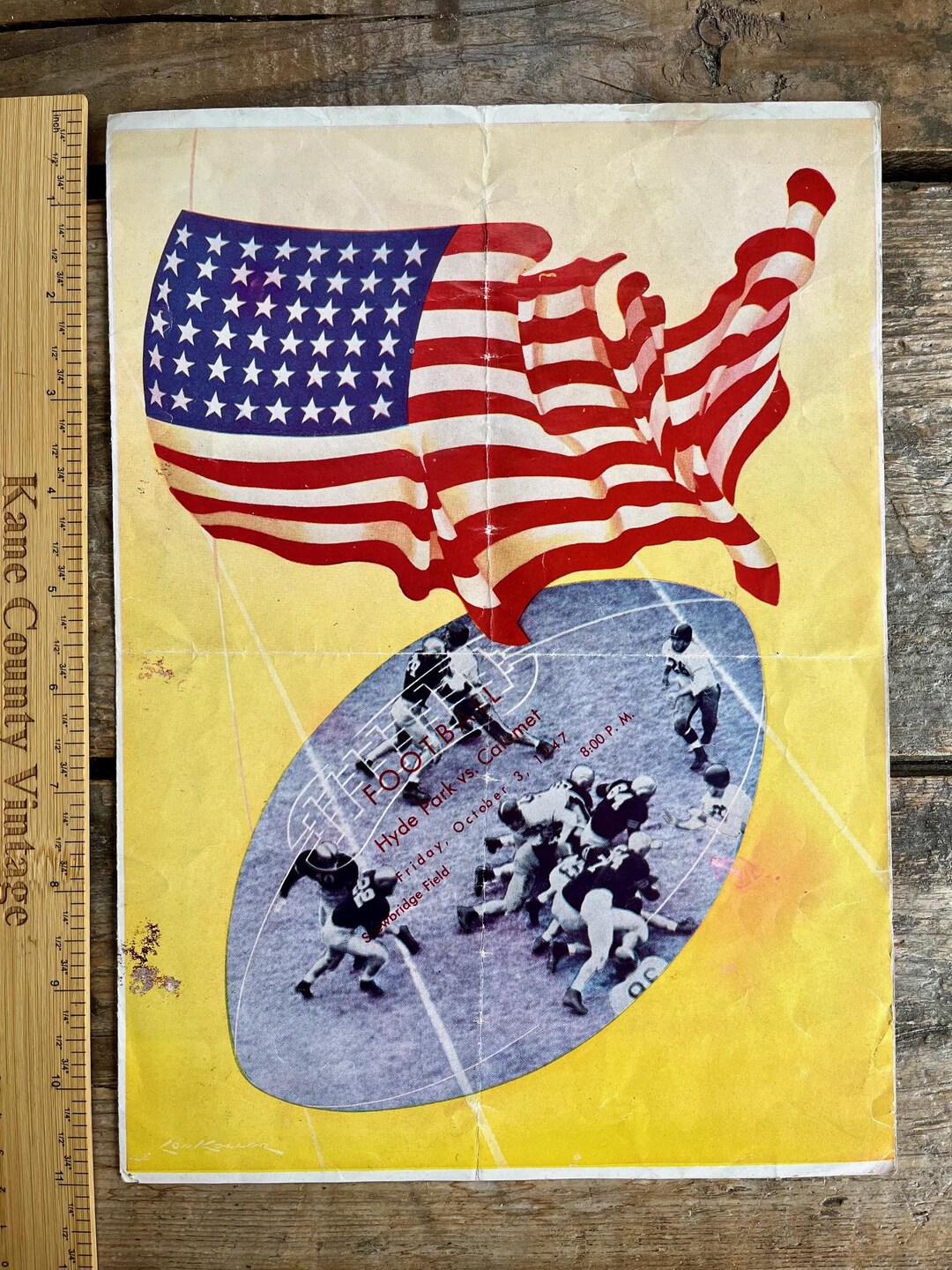 Vintage 1947 Football Program, W/sprite Boy Coke Ad! Hyde Park Vs ...