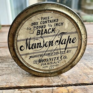 Great for Vintage Display! Antique 1920s 4.5" Tin for Black Manson Tape ...