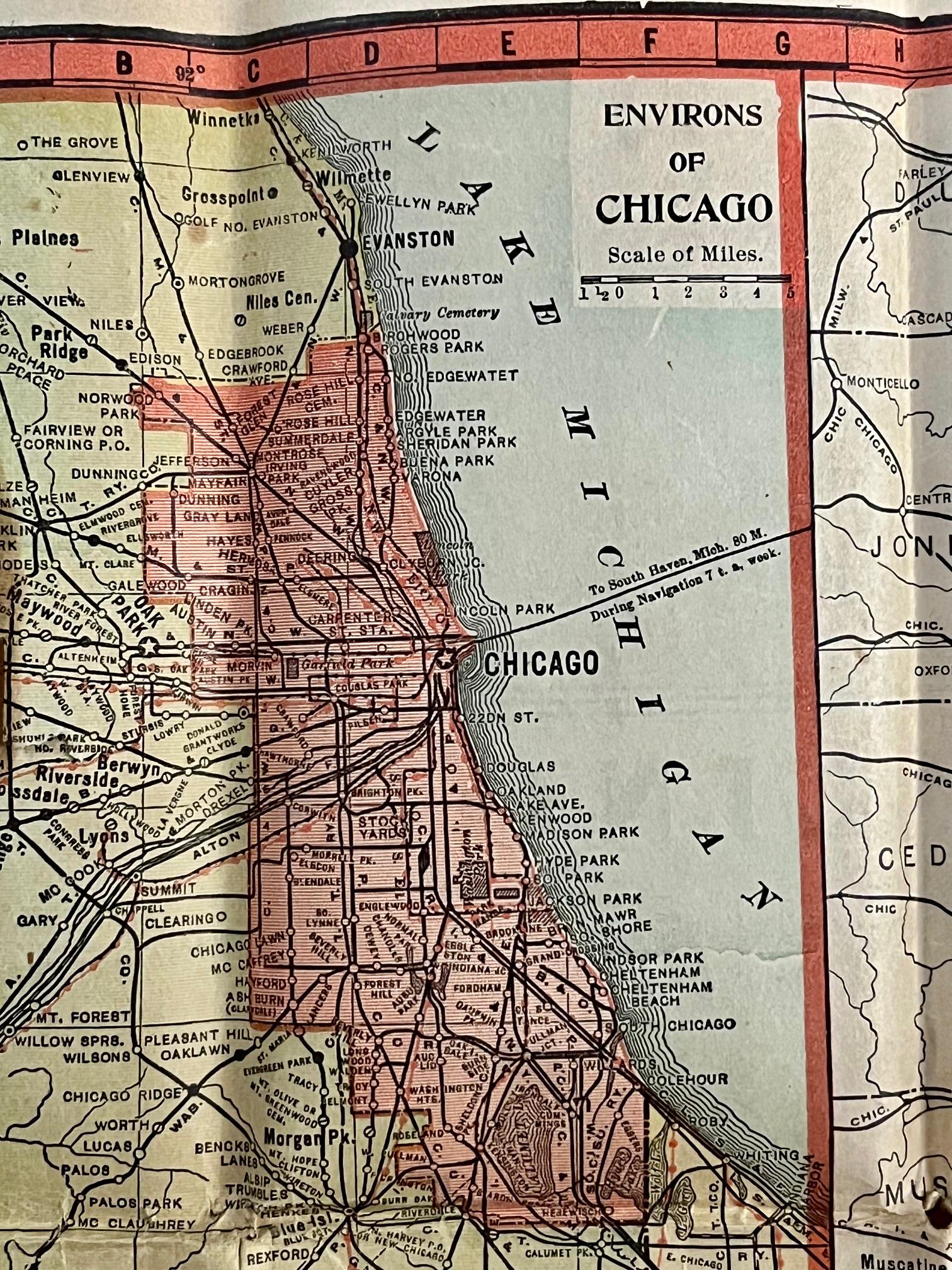 Large Antique C. 1911 Frameable Premier Series "map of Illinois" All ...