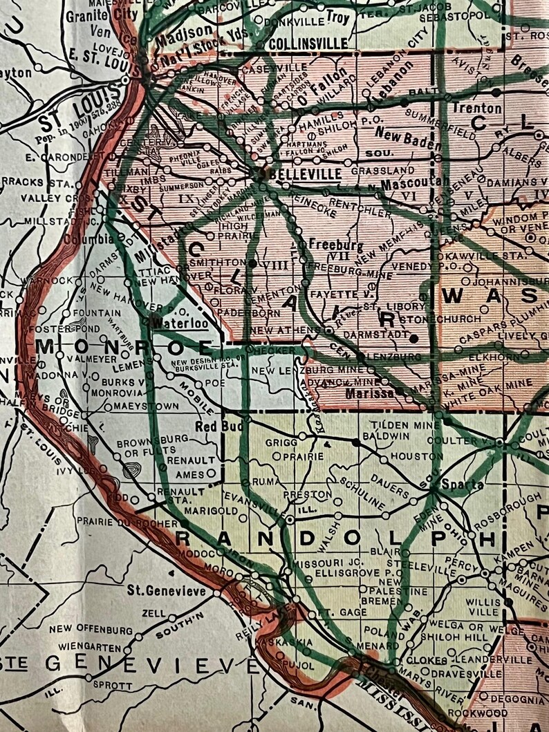 Large Antique C. 1911 Frameable Premier Series "map of Illinois" All ...