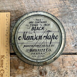 Great for Vintage Display! Antique 1920s 4.5" Tin for Black Manson Tape ...