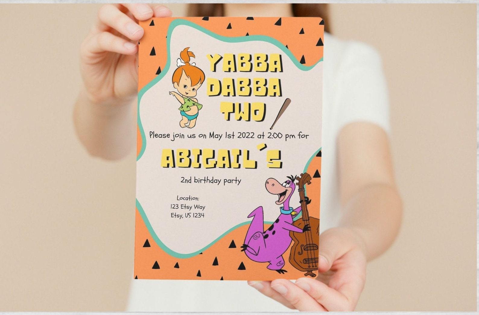 Pebbles Yabba Dabba Two, Birthday Invitation, Flintstone Themed 2nd ...