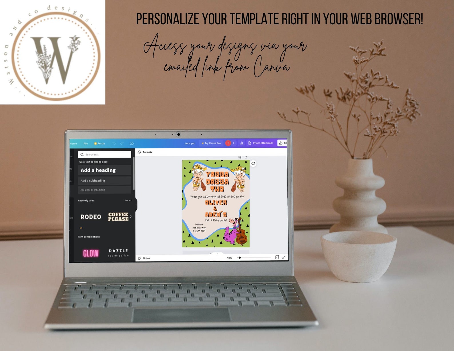 Bamm-bamm X2 Yabba Dabba Two, Birthday Invitation, Printable ...