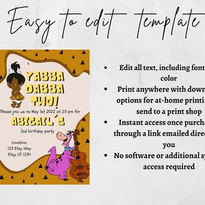 Pebbles Yabba Dabba Two PART 3, Birthday Invitation, Flintstone Themed ...