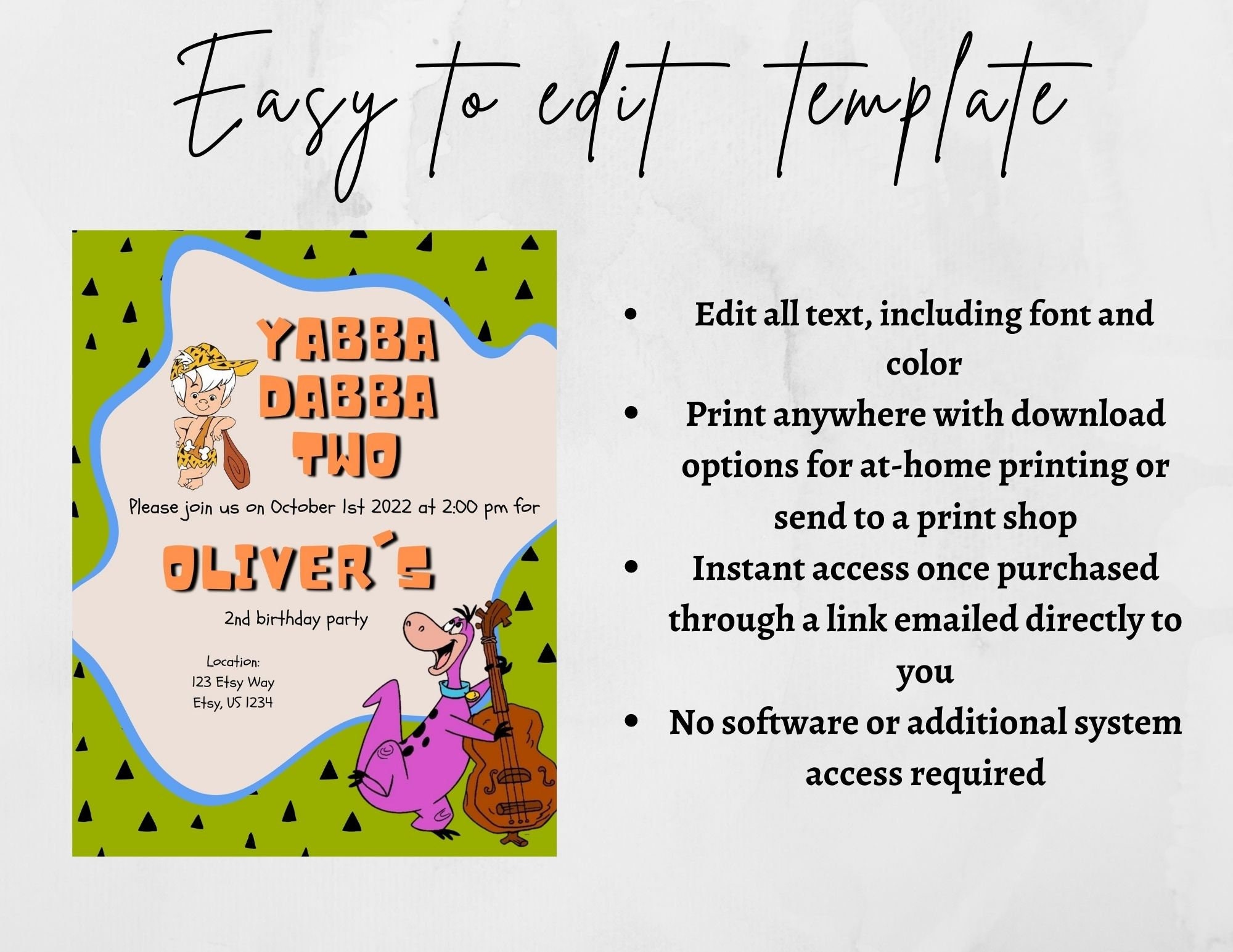 Yabba Dabba Two, Birthday Invitation, Printable Birthday Invite ...