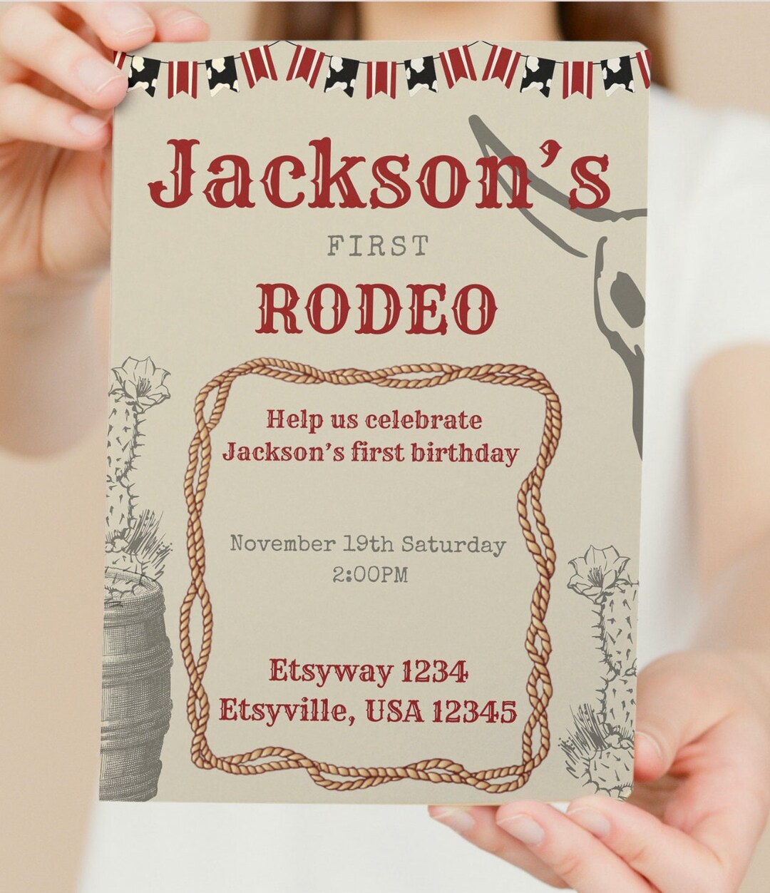 1st Rodeo Birthday Invitation, 1st Birthday Party, Rodeo, Wester ...