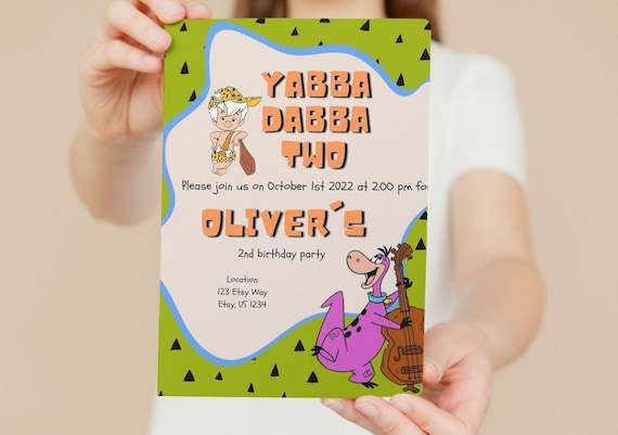 Yabba Dabba Two Birthday Invitation Printable Birthday - Etsy