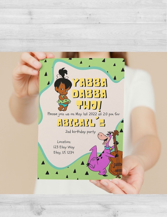 Pebbles Yabba Dabba Two PART 4 Birthday Invitation - Etsy