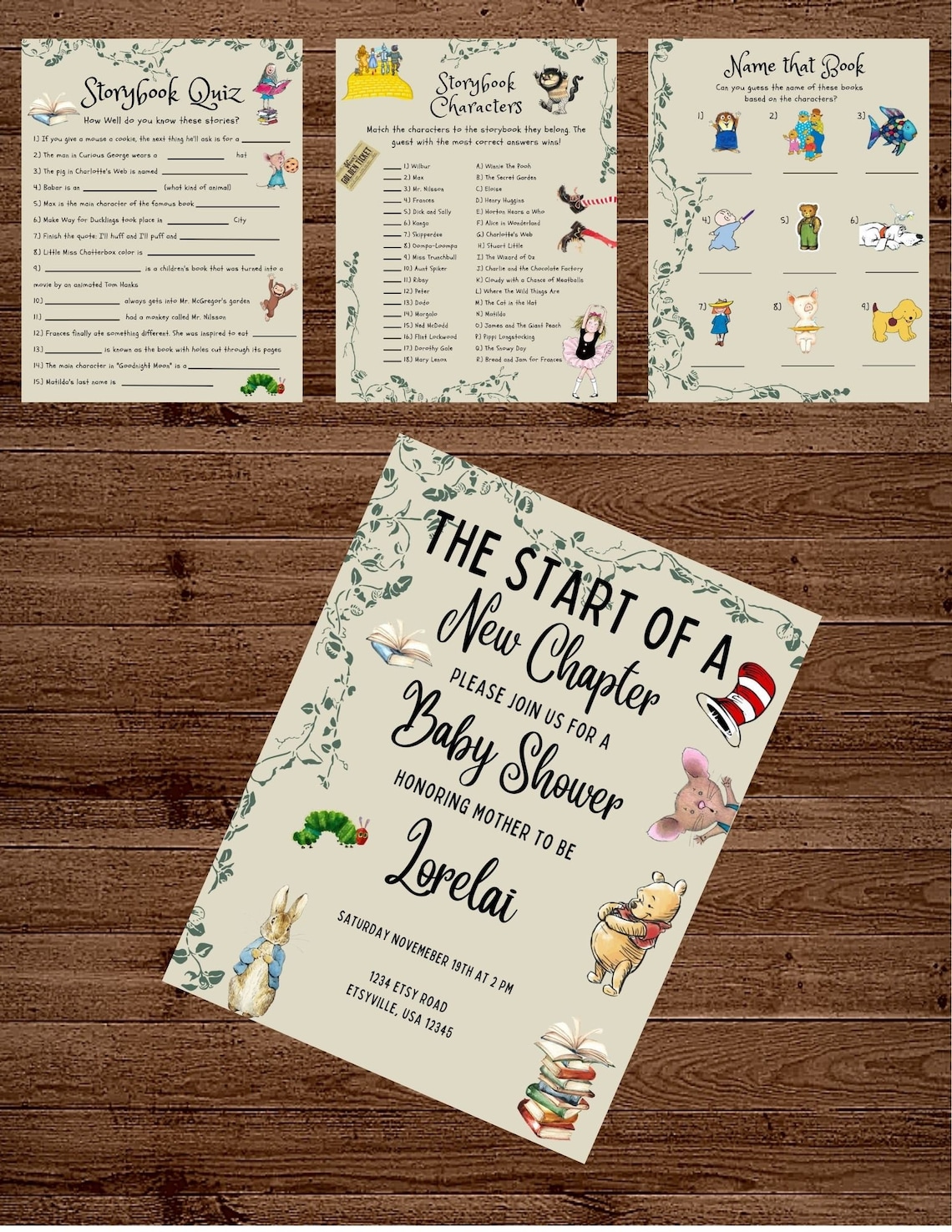 Storybook, Baby Shower Invitation, Printable Baby Shower Invite, Story ...