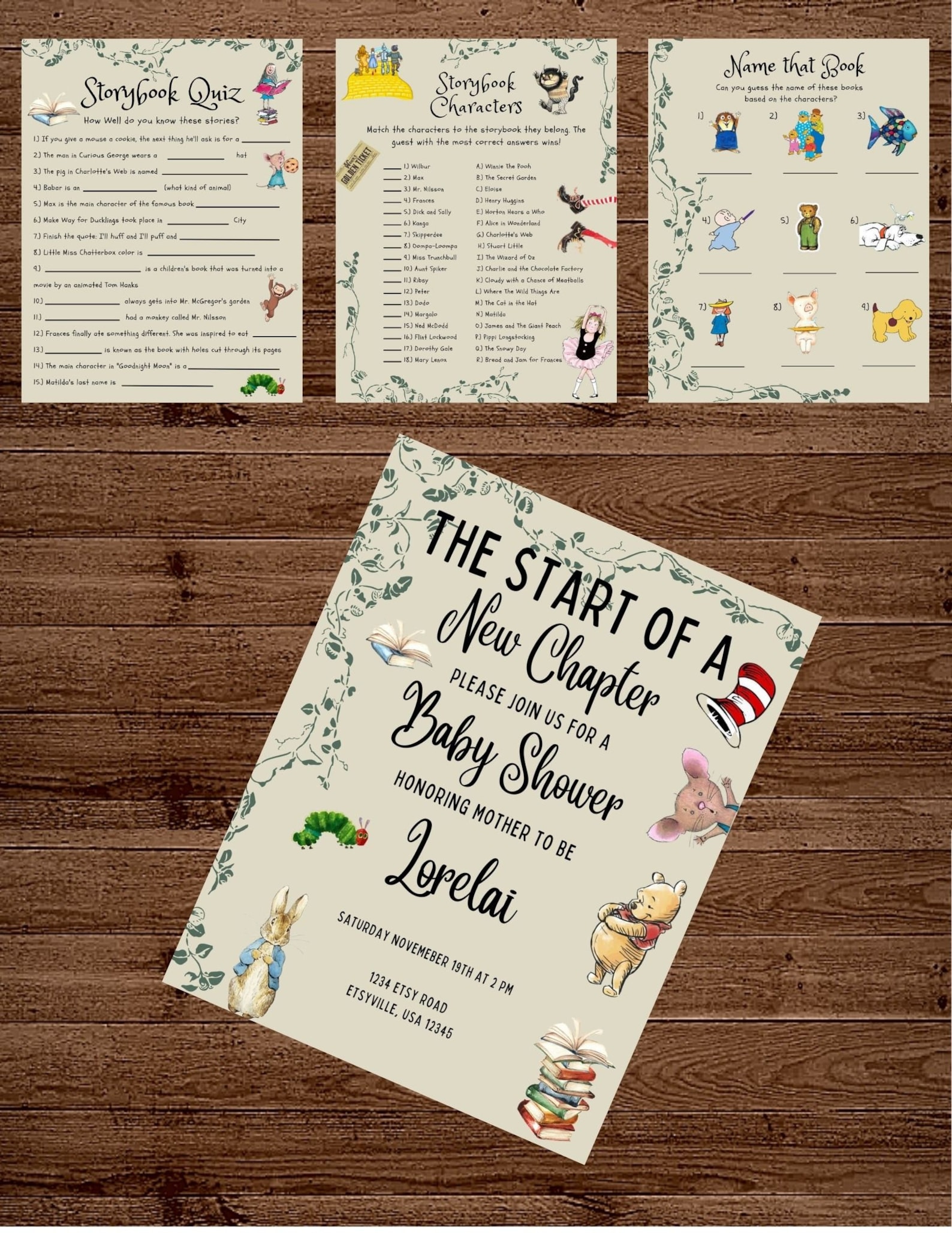 Storybook, Baby Shower Invitation, Printable Baby Shower Invite, Story ...