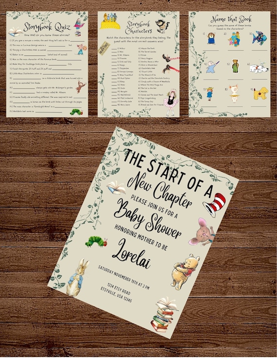 Storybook Baby Shower Invitation Printable Baby Shower - Etsy
