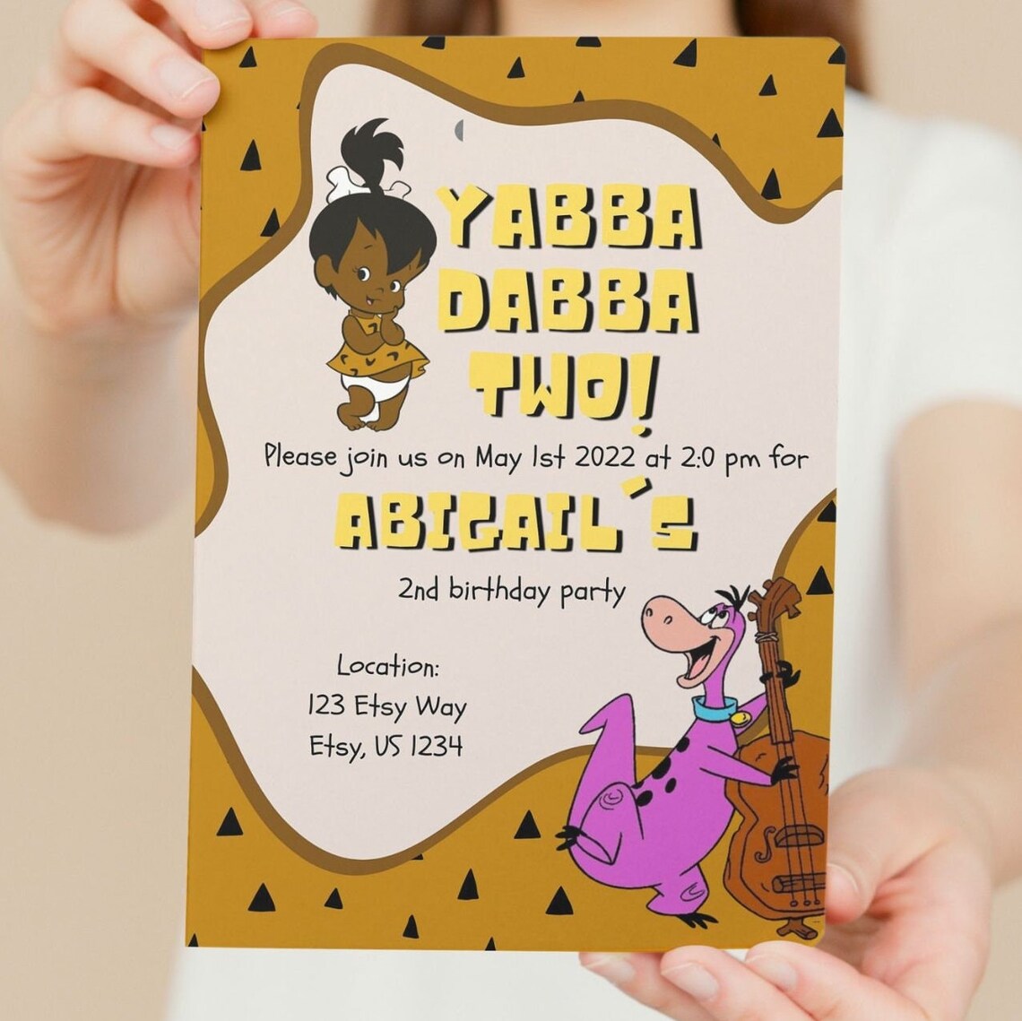 Pebbles Yabba Dabba Two PART 3, Birthday Invitation, Flintstone Themed ...