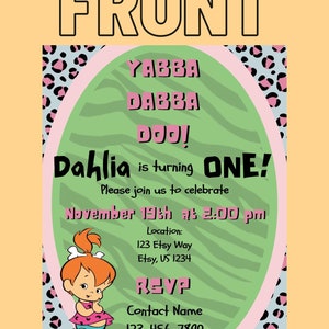 Pebbles Yabba Dabba Doo, Birthday Invitation, Flintstone Themed 2nd ...