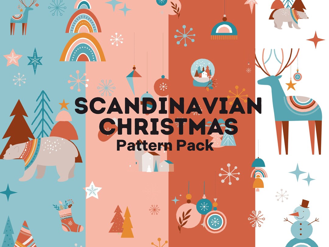 Scandinavian Christmas Pattern Series Digital Download, Christmas Art ...