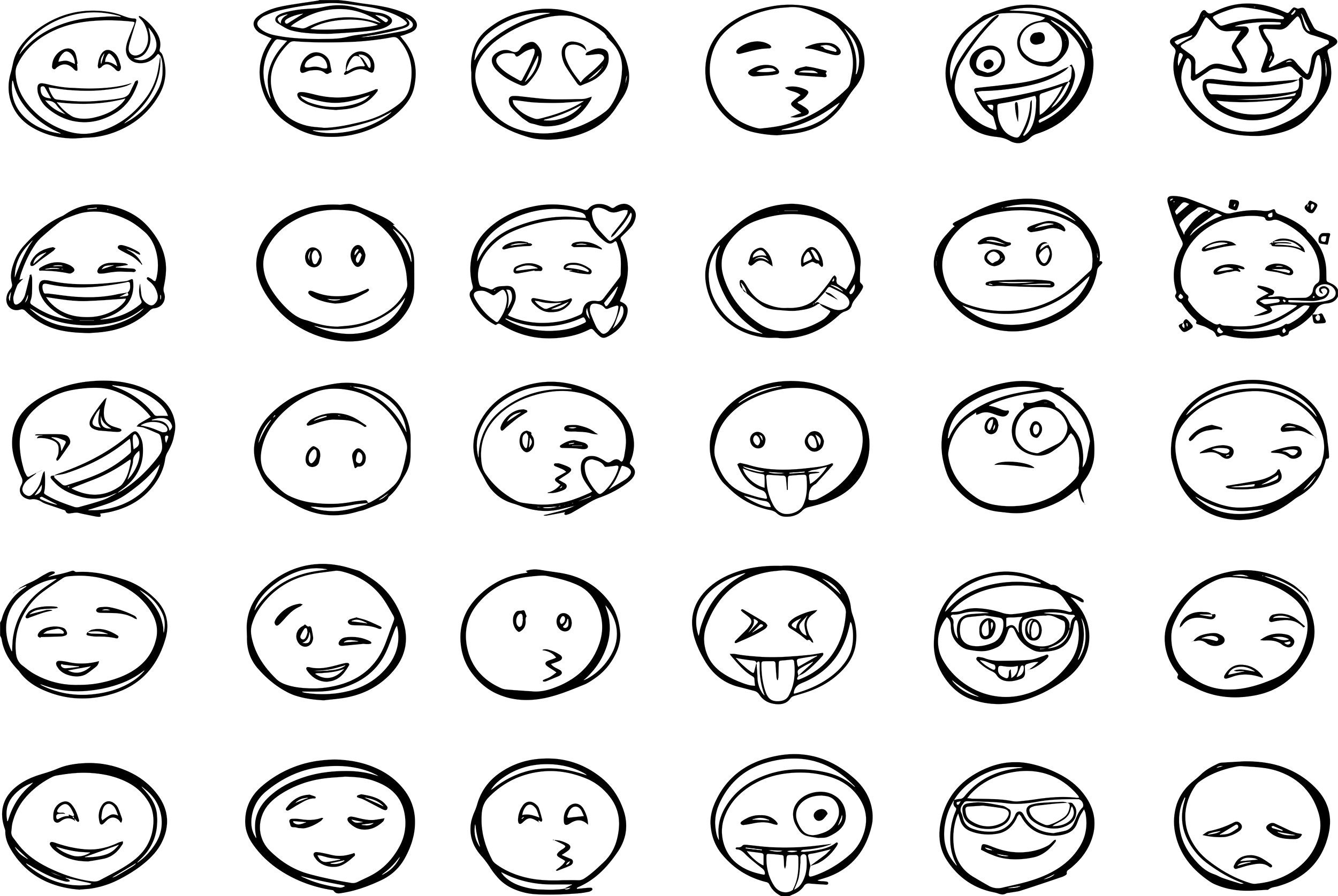 30 Hand Drawn Emoji SVG, Vector Emoji, Smiley, Svg, Cricut, Png, Dxf - Etsy