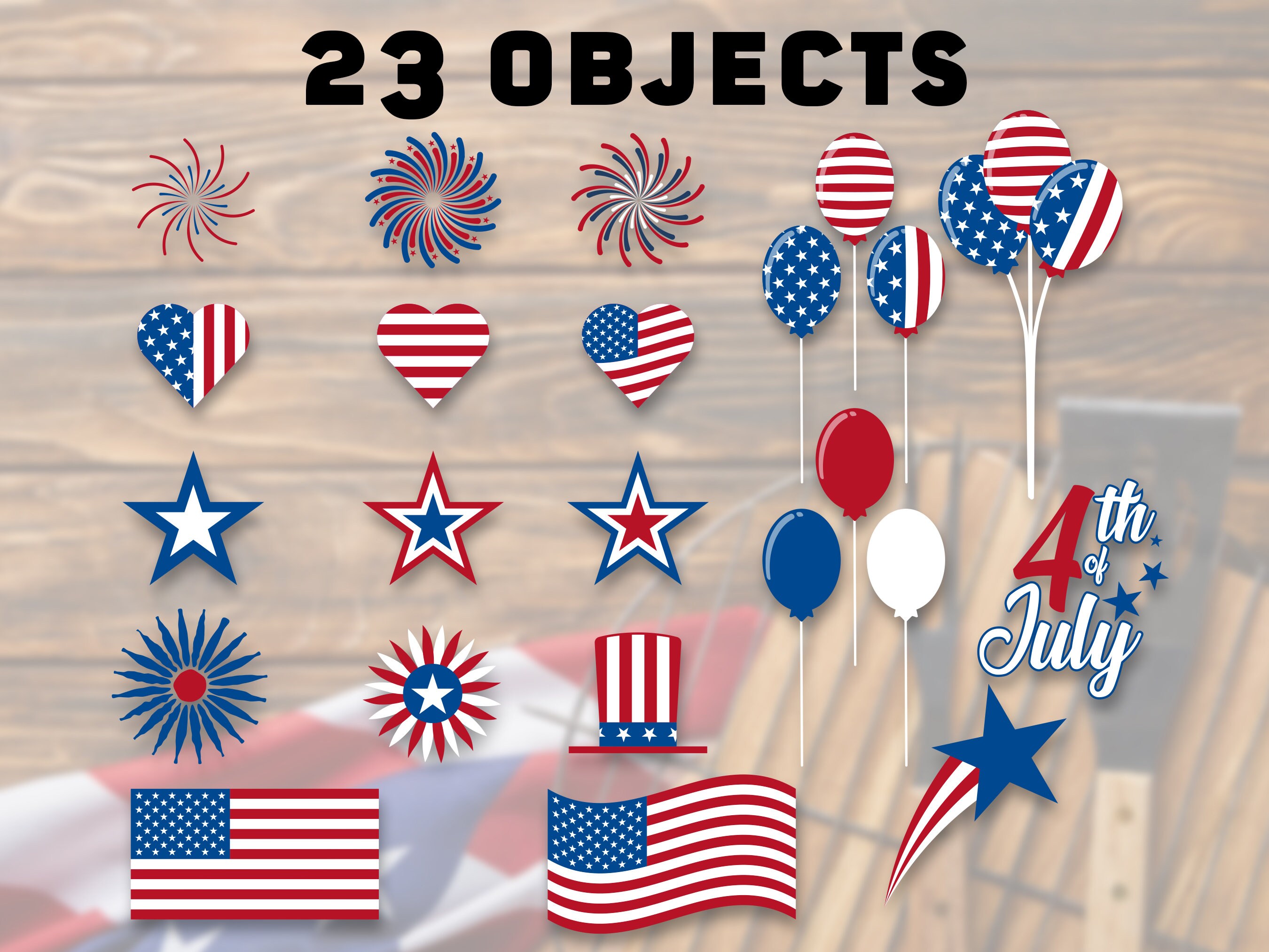 4th of July Digital Art, SVG, Printable Files, Clip Art, USA ...