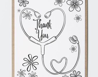 Nurse Appreciation Card Nurse Scrubs Coloring Page Printable PDF ...