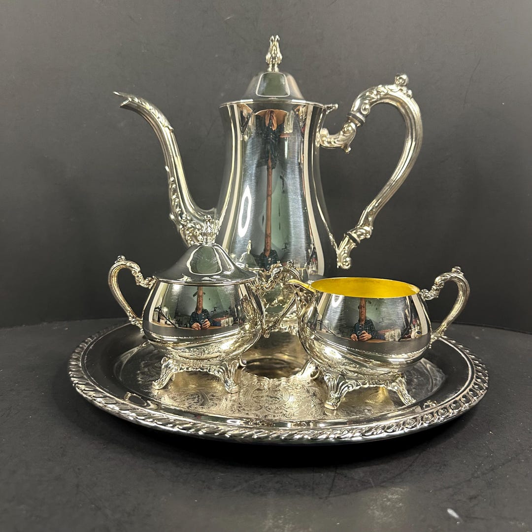 Oneida Baronet Silverplate 4 Piece Coffee Service Set With Box Vintage ...