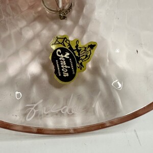 Fenton Pink Diamond Optic Glass 6.5" Bell Hand Painted Butterfly Signed ...