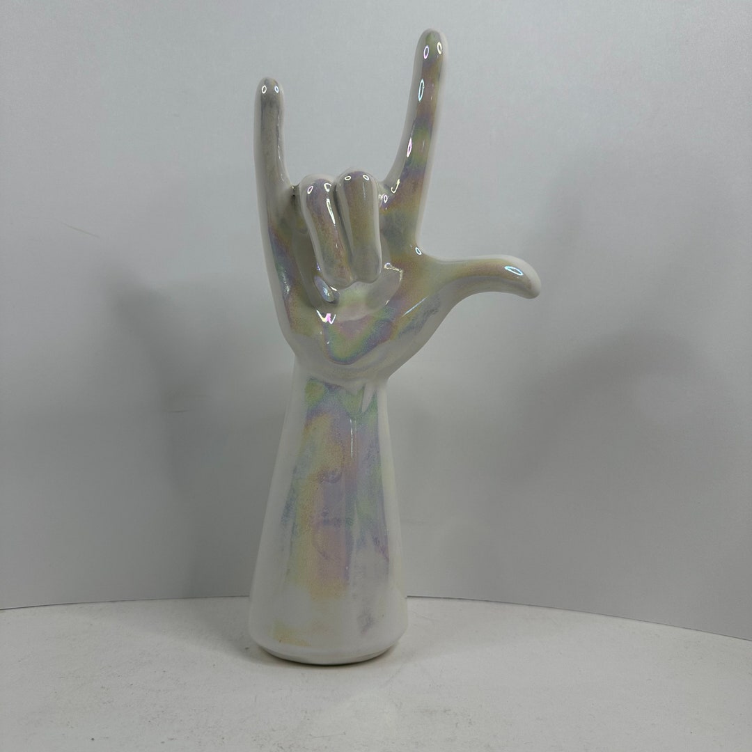 I Love You Hand Ceramic Pottery Vase American Sign Language, Vintage ...