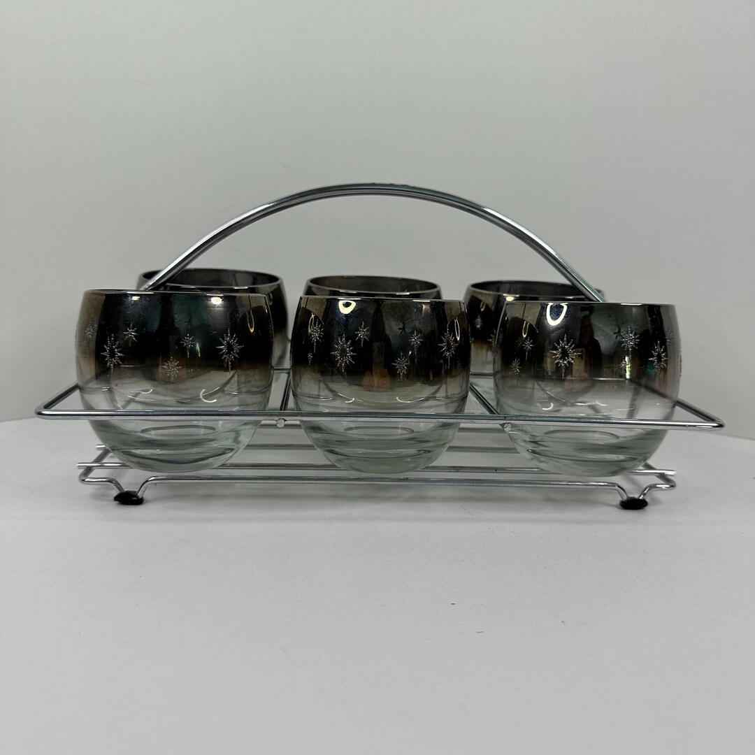 Vitreon Queen's Lustreware Roly Poly Embossed Atomic Star Glasses W ...