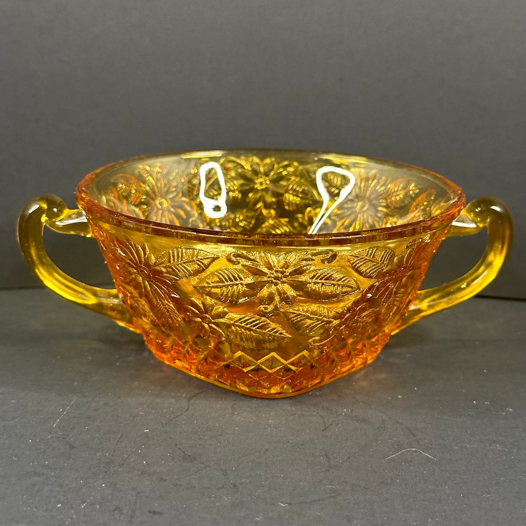 Indiana Glass Co Amber Pineapple & Floral 618 Depression Glass Cream ...