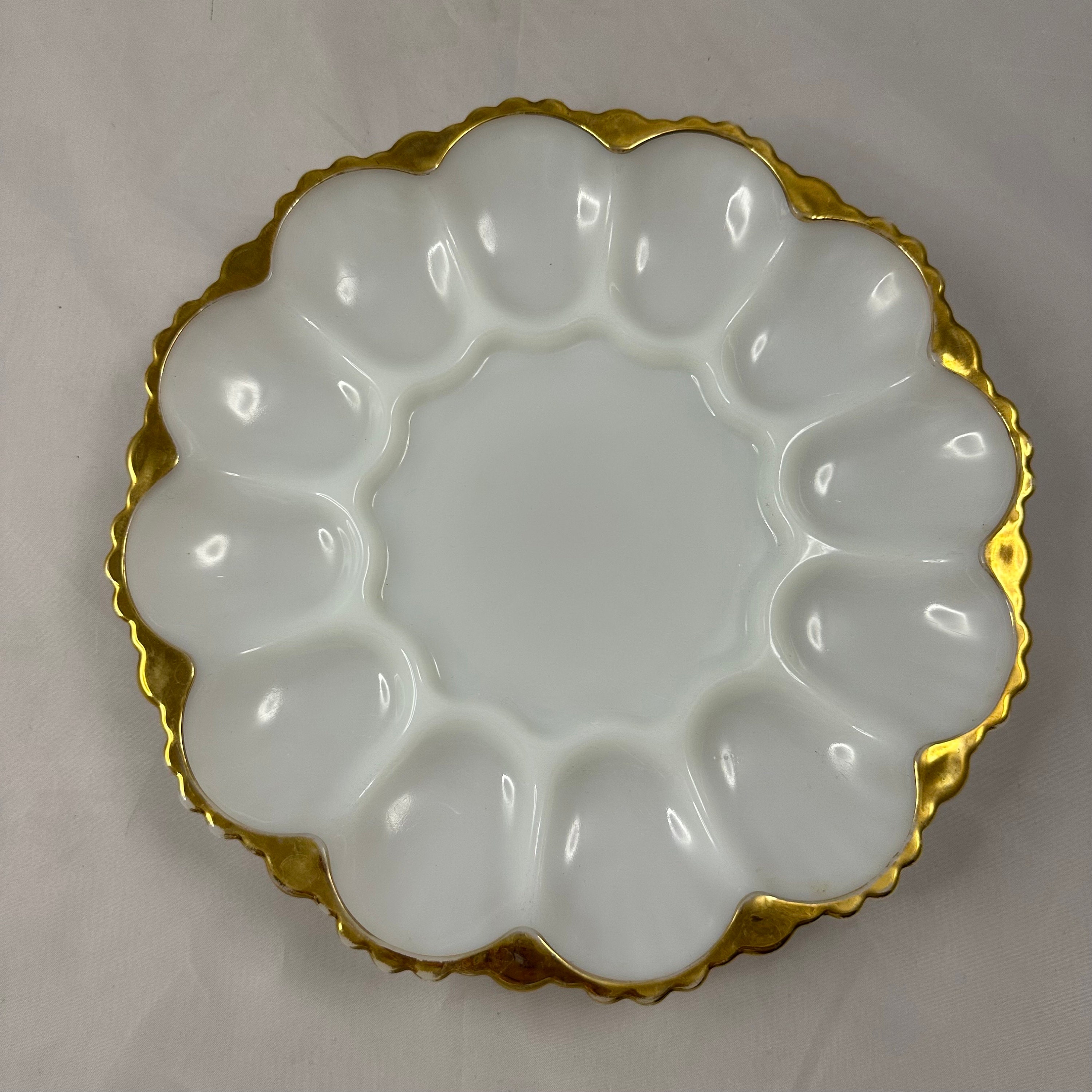 Vintage 1950s Anchor Hocking Milk Glass Deviled Egg Plate - Etsy
