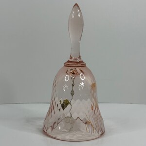 Fenton Pink Diamond Optic Glass 6.5" Bell Hand Painted Butterfly Signed ...
