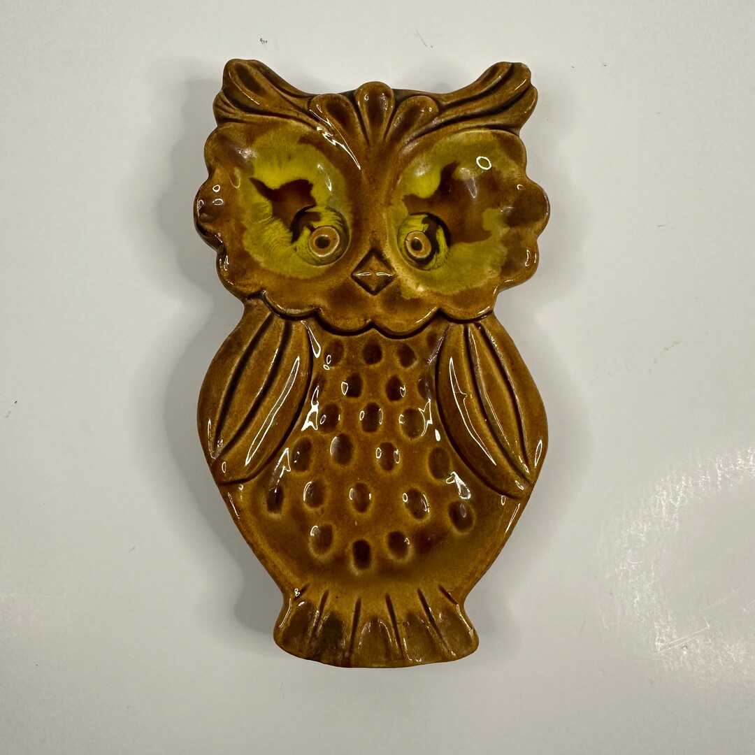Vintage USA Pottery Ccil Style 2362 Owl Spoon Rest Trinket Dish - Etsy