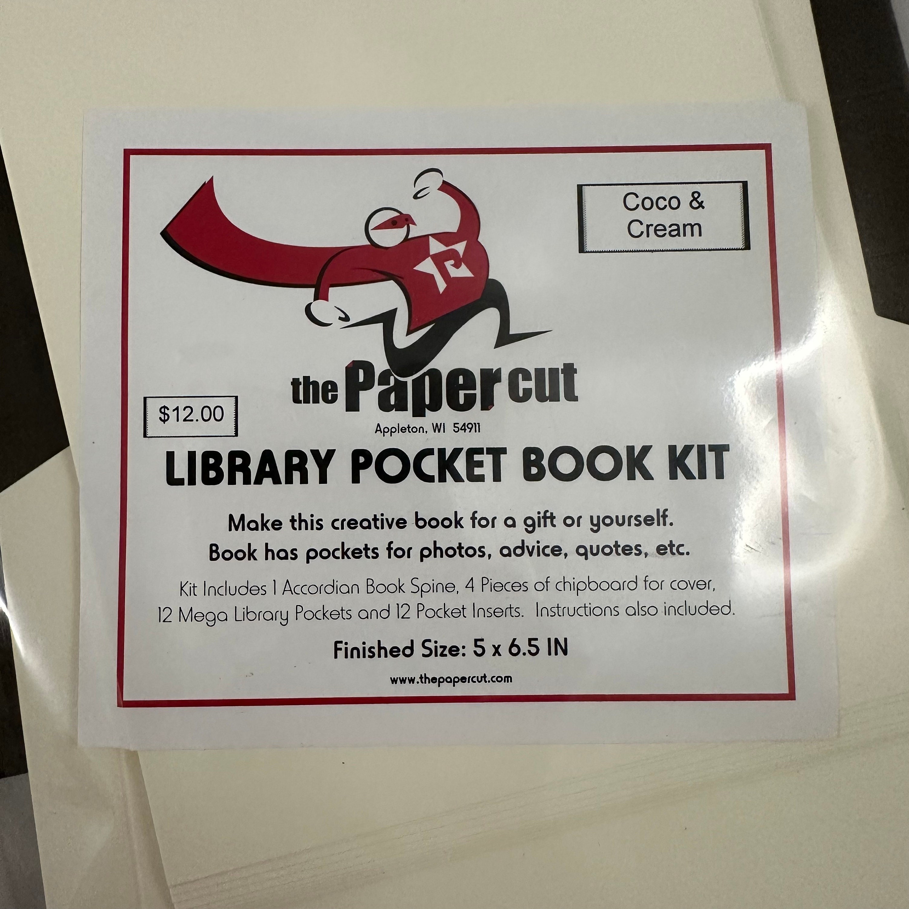 Library Pocket Book Kit by the Paper Cut, Finished Size 5"x6.5", Coco ...