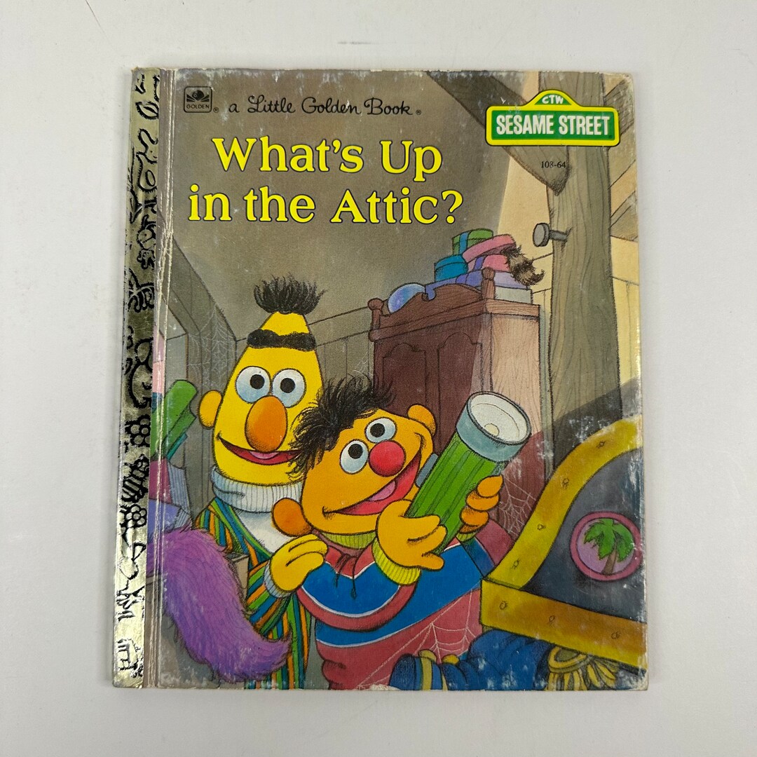 1987 What's up in the Attic?, Sesame Street, Vintage Little Golden Book ...