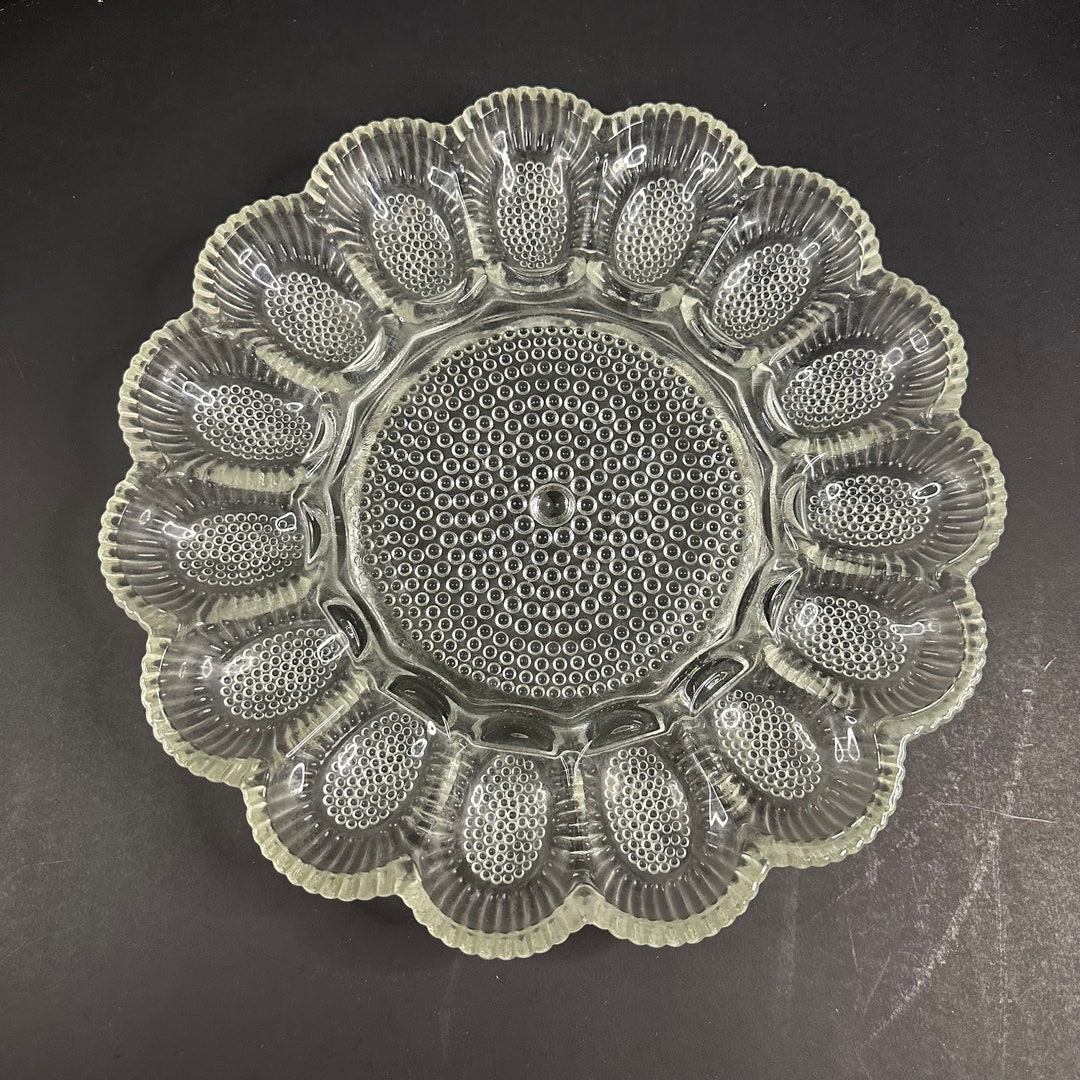 Indiana Glass Clear Thousand Eye Hobnail 11” Deviled Egg Plate Tray - Etsy