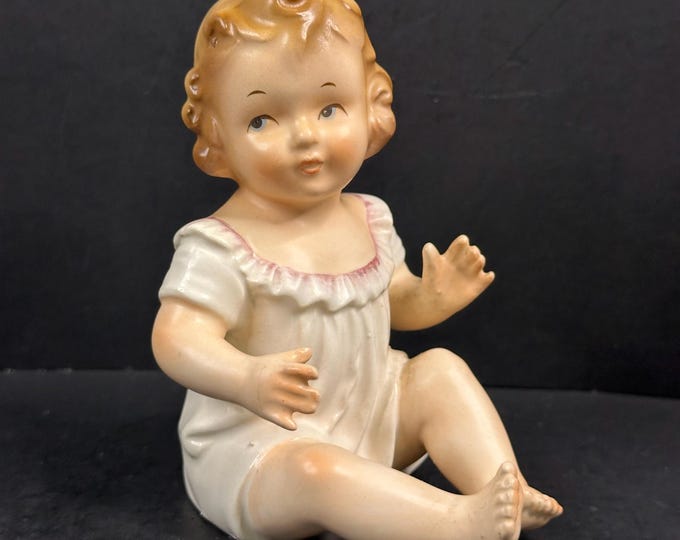 Vintage Porcelain Bisque 4.5" Piano Baby Girl Figurine - Etsy