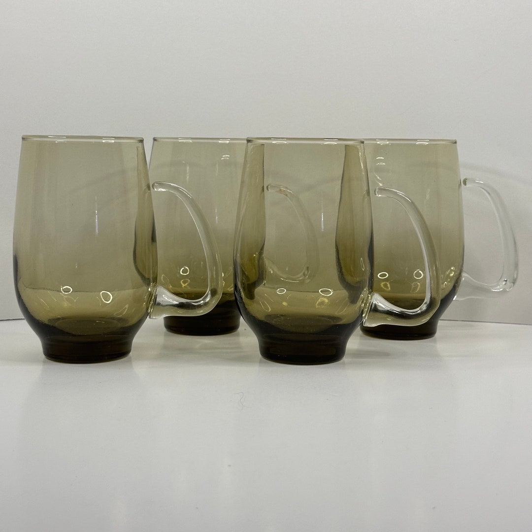 Libbey Tankard Tempo Glass Mugs, Smoke Brown Handled Glasses Set of 4 ...