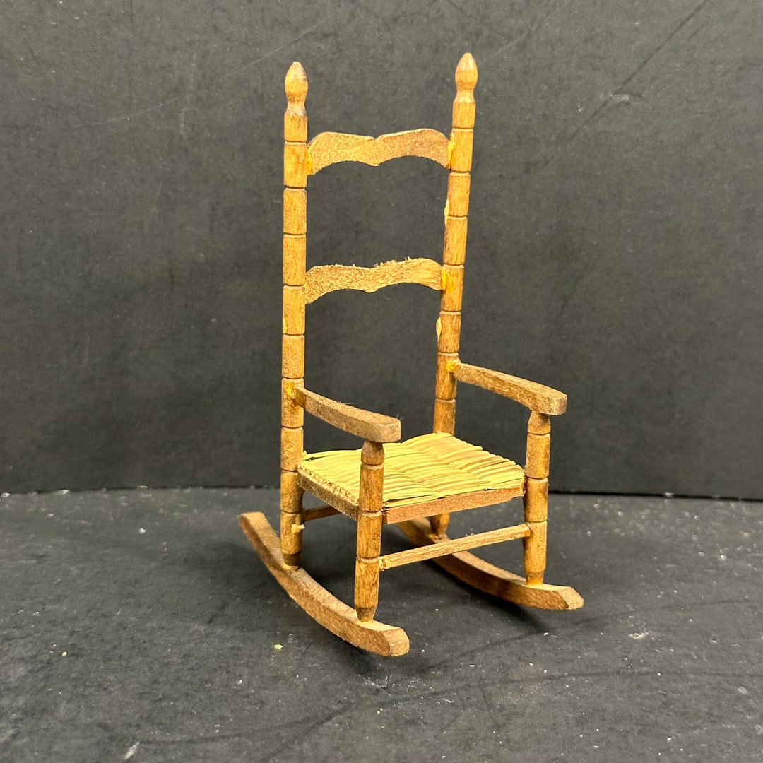 Shackman Dollhouse Miniature Wooden Rocking Chair 1:12 Scale Doll's ...