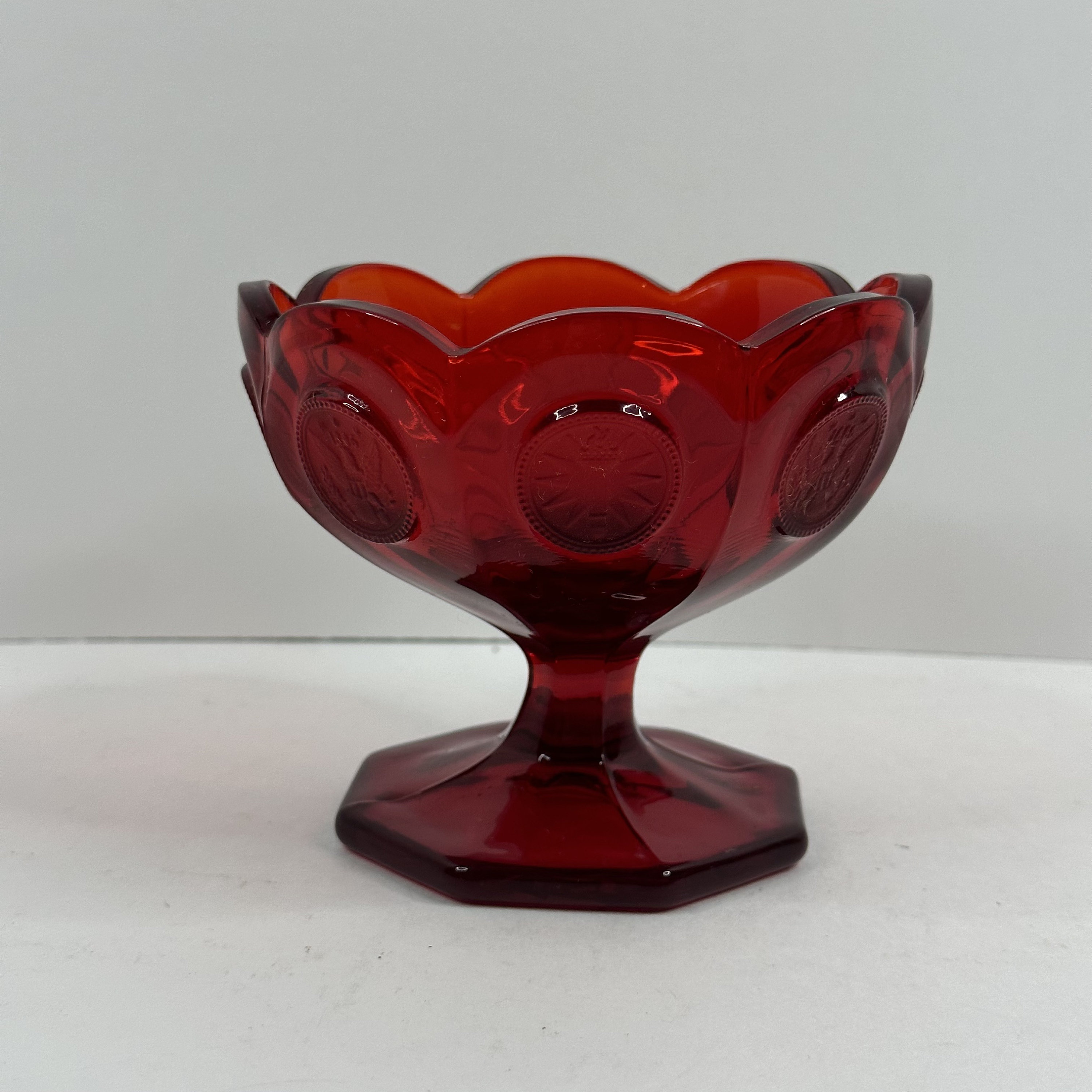 Fostoria Ruby Red Glass 1886 Coin Scalloped Candy Dish Compote - Etsy
