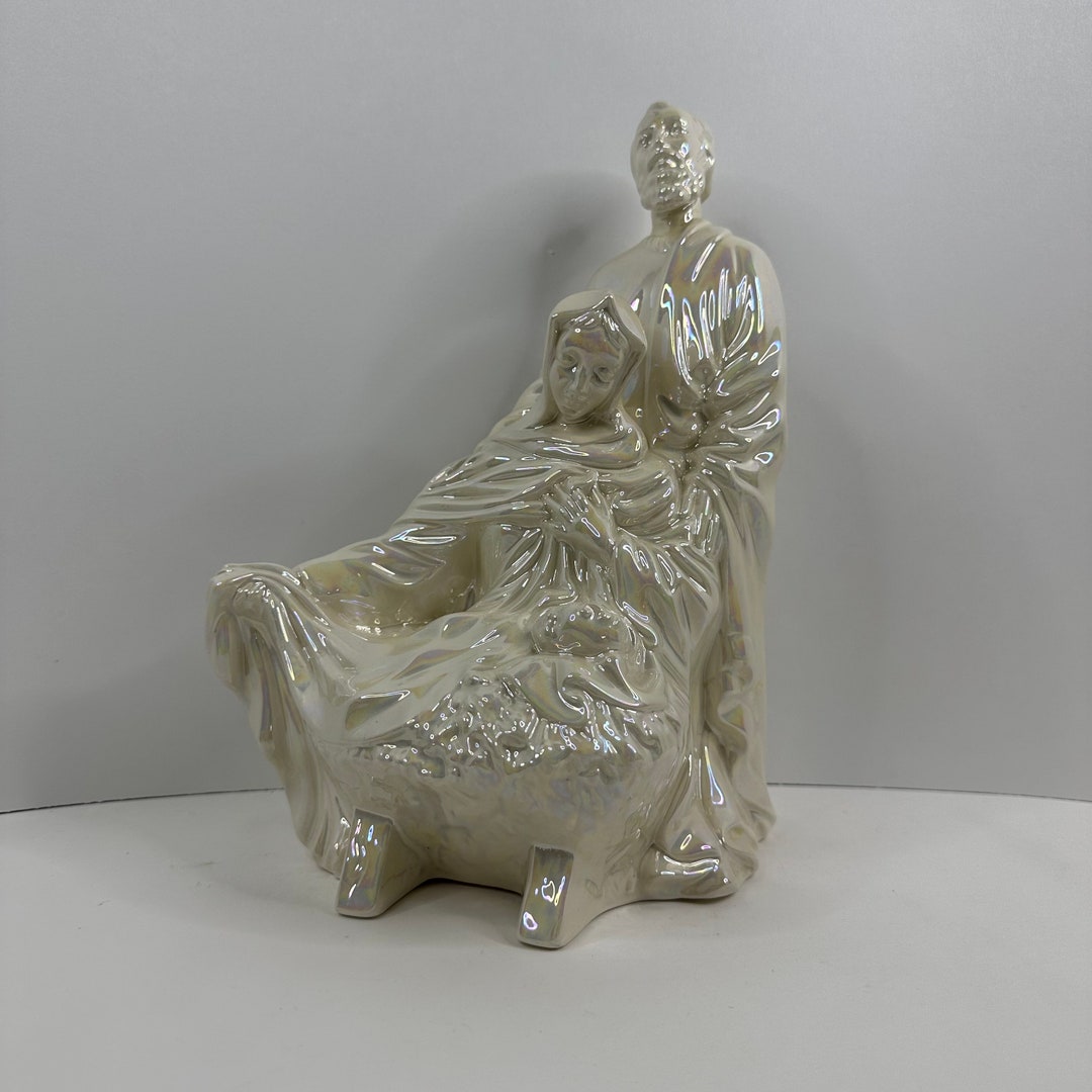 Holy Family Mary Joseph Jesus Nativity Christmas Iridescent White ...