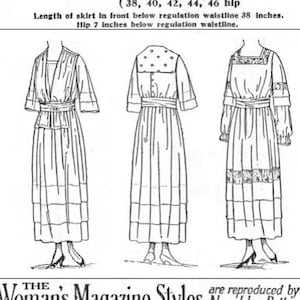 Past Patterns 9115 - Late 1910s Ladies Dress Sewing Pattern Bust 36 B36 ...