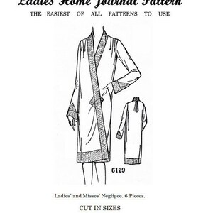 Past Patterns 6129 Late 1920s One-piece Wrap-around Negligee Sewing ...
