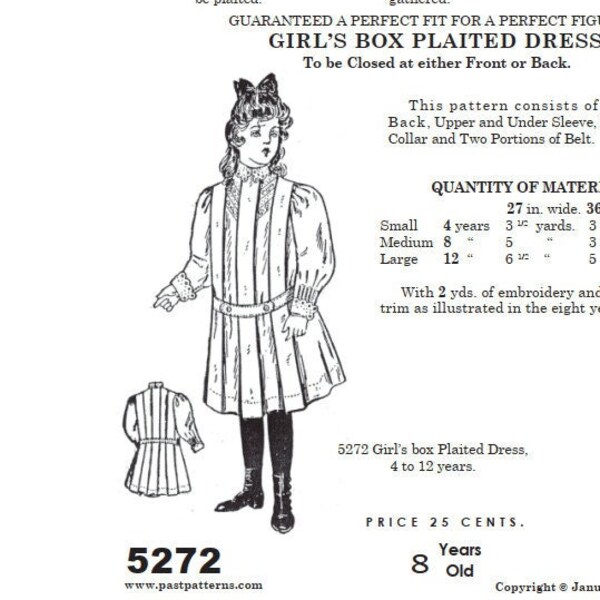 1910's Girls Dress Pattern - Etsy