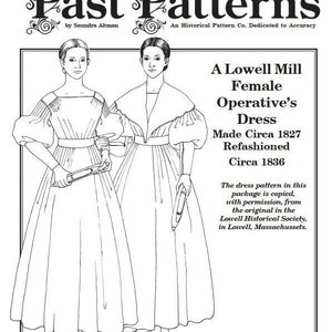 Past Patterns 0806 - 1820s Lowell Mill Dress Sewing Pattern Original ...
