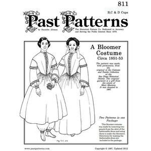 Past Patterns 0811 - 1850s Bloomer Costume Sewing Pattern Past Patterns ...
