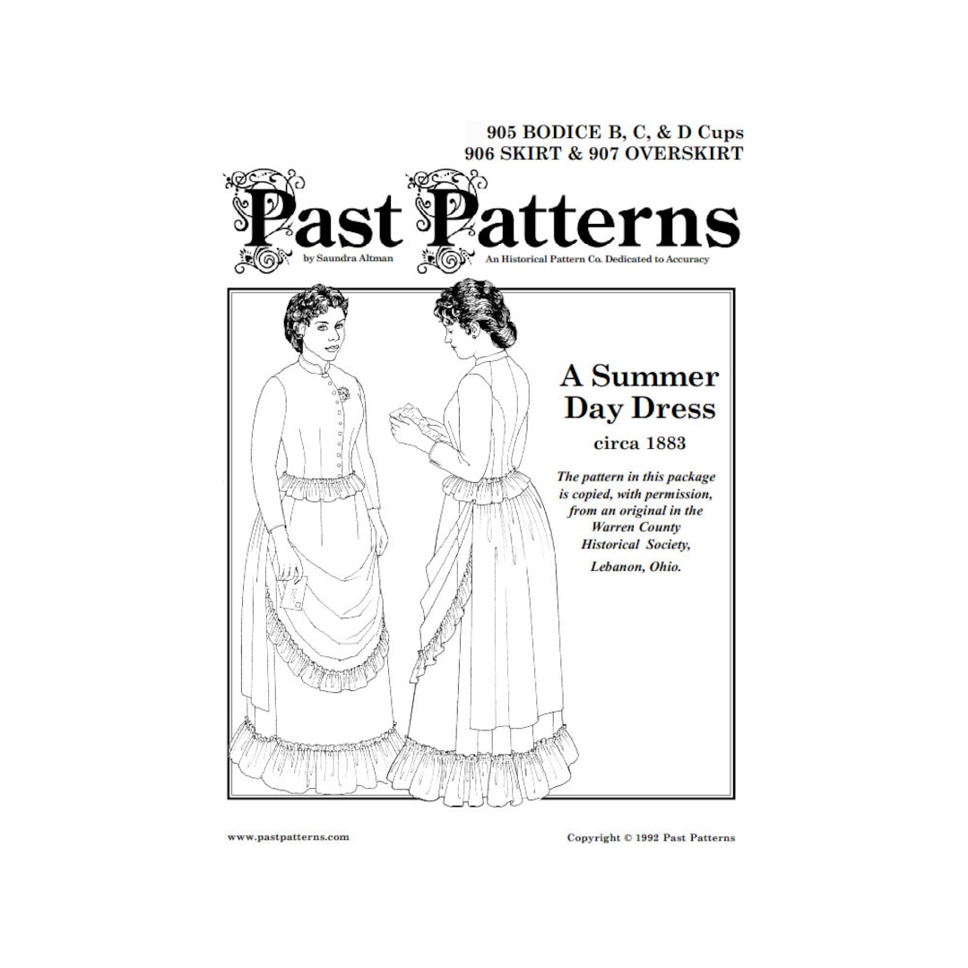 1880s Three Piece Dress Sewing Pattern – Gilded Age Summer Dress - Past ...