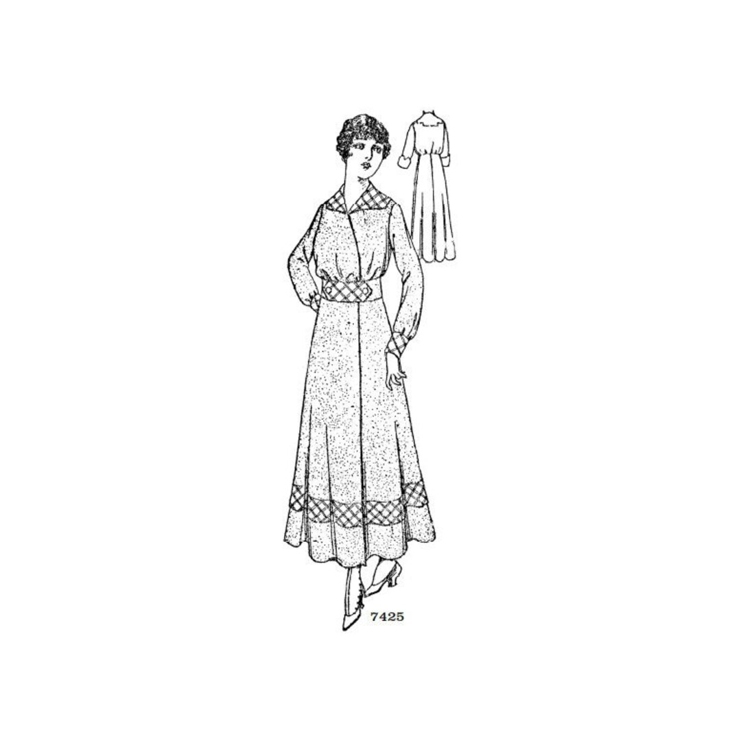 Past Patterns 7425 - 1920s Dress With Four Gored Skirt Sewing Pattern ...