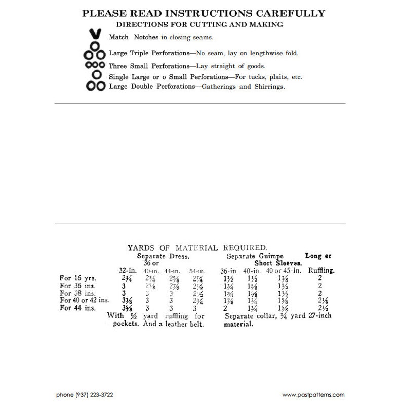 Past Patterns 1095 Mid 1920s Dress With Guimpe Sewing - Etsy